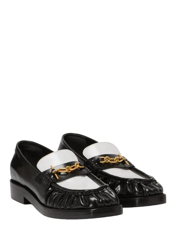 Balmain Glazed Leather Loafers - White