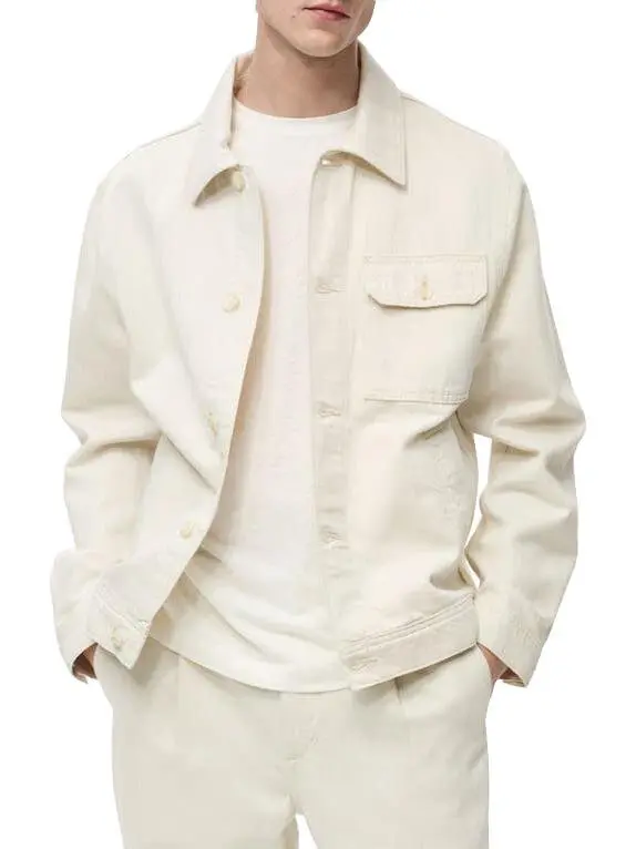 Mango Cotton And Linen Utility Jacket - Ecru