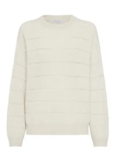 Brunello Cucinelli Openwork Striped Sweater - Butter