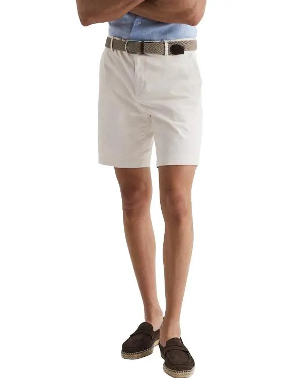 REISS Wicket Stretch Cotton Chino Shorts - Chalk