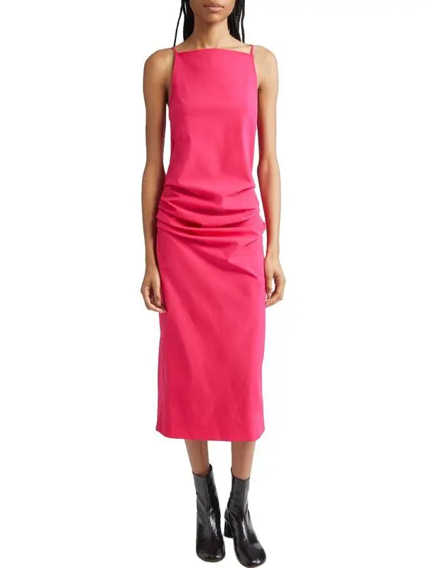 Proenza Schouler Ruched Bi-stretch Cotton Blend Midi Dress - Orchid