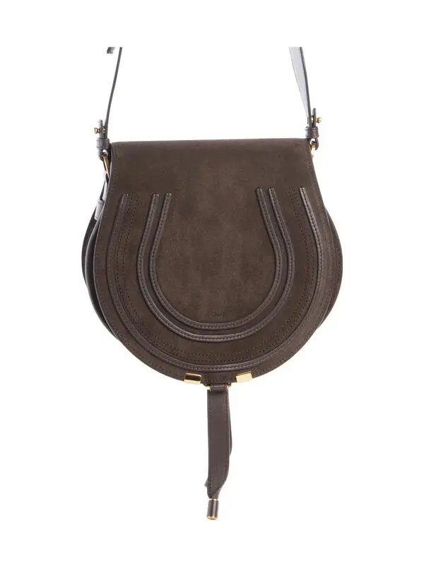 Chloé Large Marcie Suede Crossbody Bag - Kohl Brown
