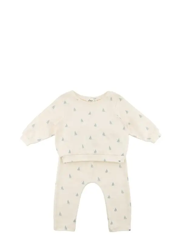 OH BABY! Sailboats Brooklyn Boxy Jogger Set - Milk