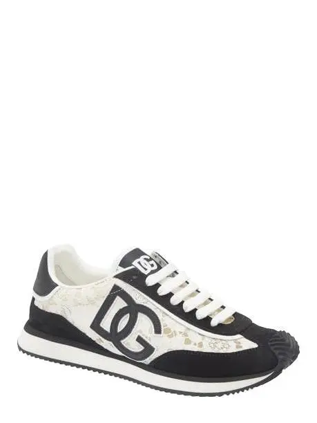 Dolce & Gabbana Aria Logo Lace Sneakers - 89697 Bianco/nero