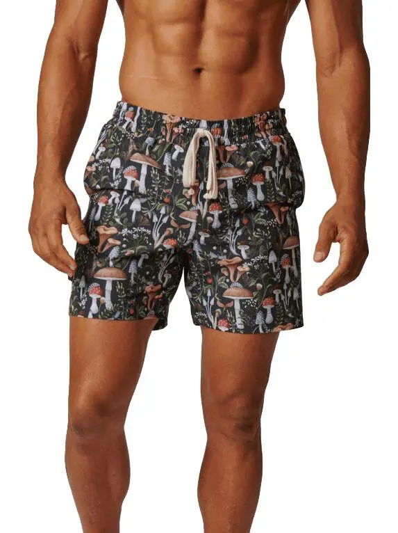LEISURE LAB Magic Garden Print Swim Trunks - Dark Forest