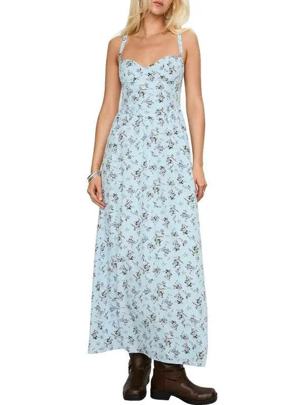 Princess Polly Sleeveless Floral Maxi Dress - Blue Floral