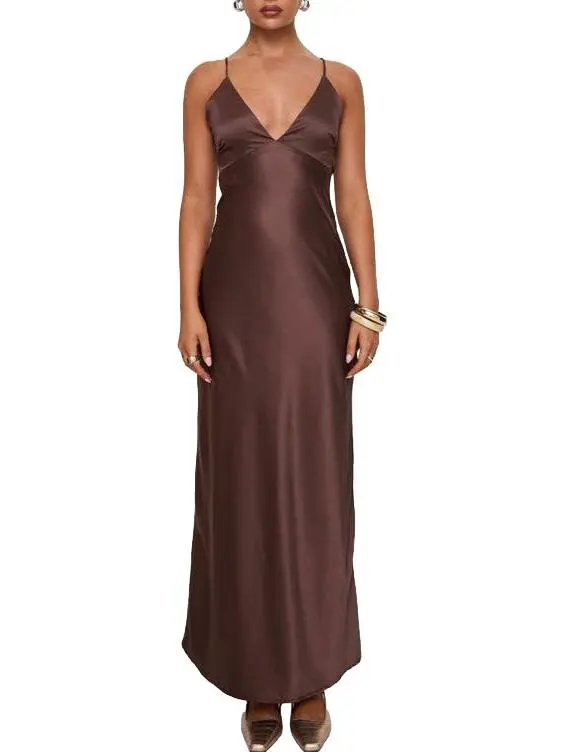 Princess Polly Angels Only Satin Gown - Chocolate