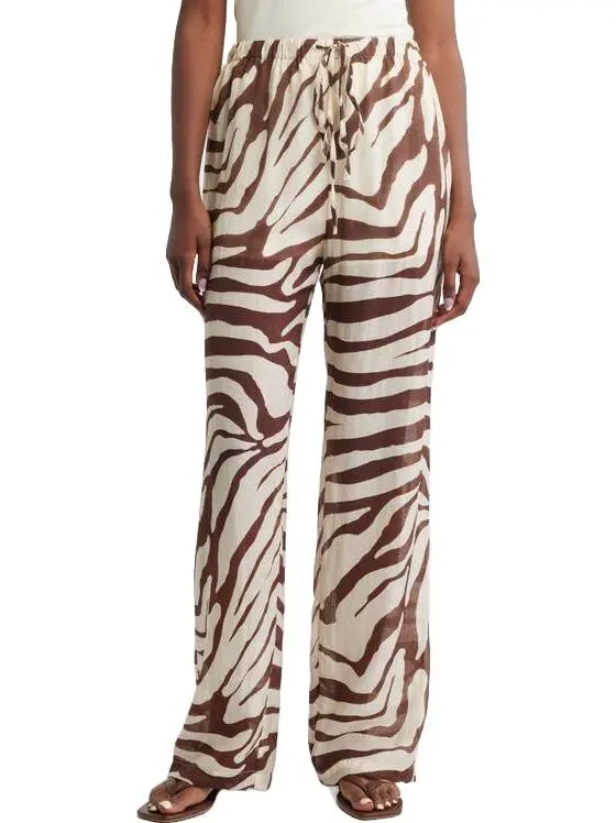 Mango Animal Print Wide-leg Pants - Ecru