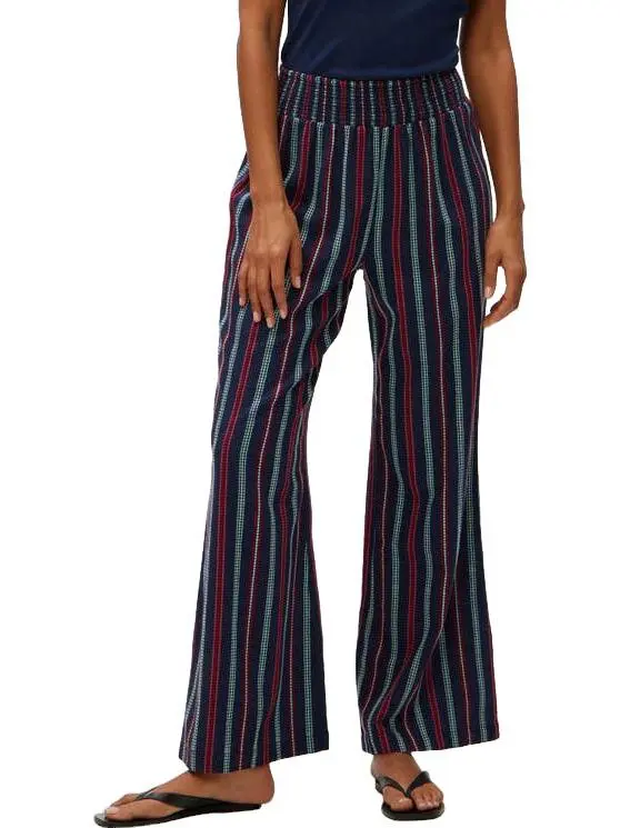 Michael Stars Sita Embroidered Stripe Wide Leg Pants - Nocturnal