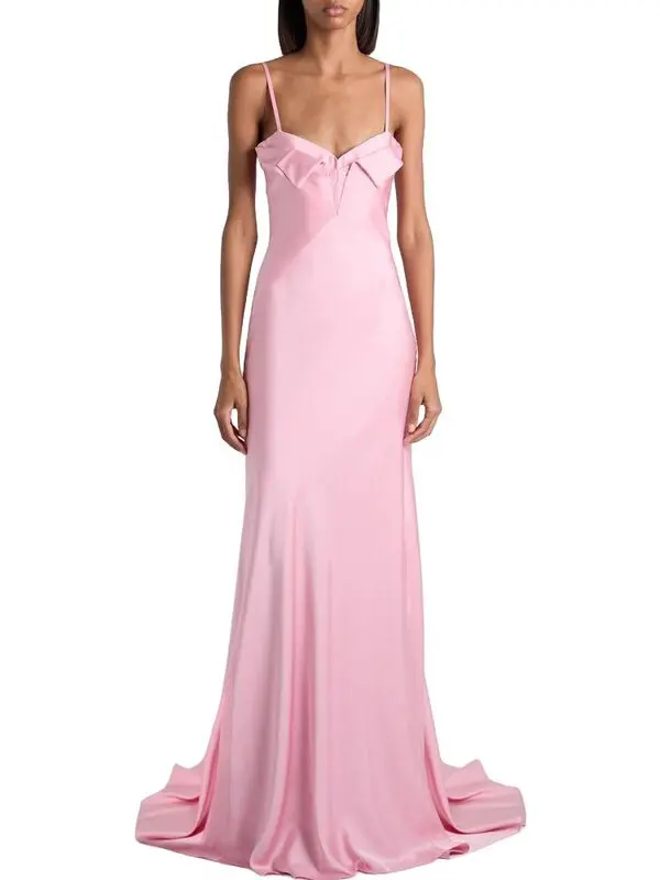 Alexander McQueen Double Silk Satin Evening Gown - Pale Pink