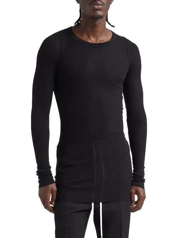 Rick Owens Long Sleeve Rib T-shirt - Black
