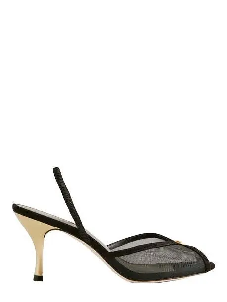 REFORMATION Slingback Sandal - Black Mesh