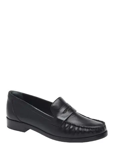REFORMATION Ani Ruched Penny Loafer - Black Leather