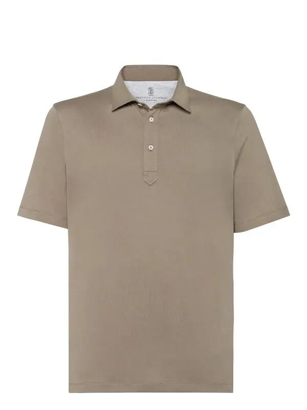 Brunello Cucinelli Polo With Shirt Collar - Khaki