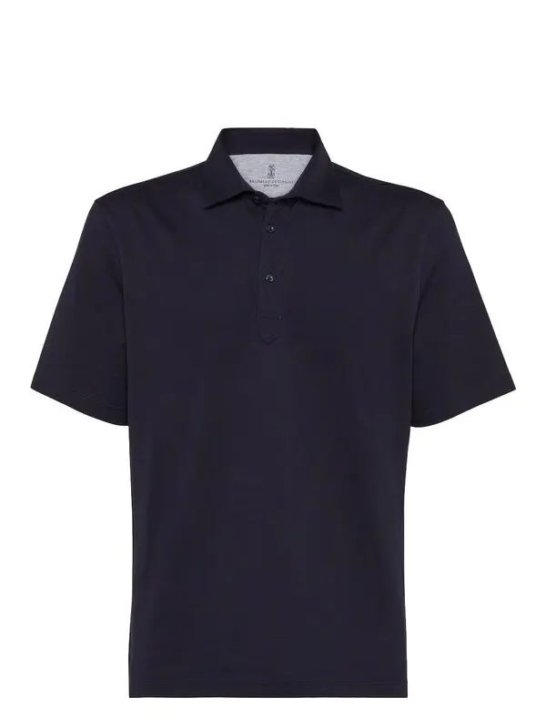 Brunello Cucinelli Polo With Shirt Collar - Navy Blue
