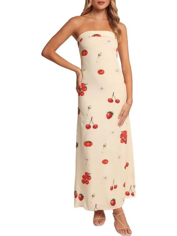 PETAL & PUP Strapless Printed Maxi Dress - Tomato Print