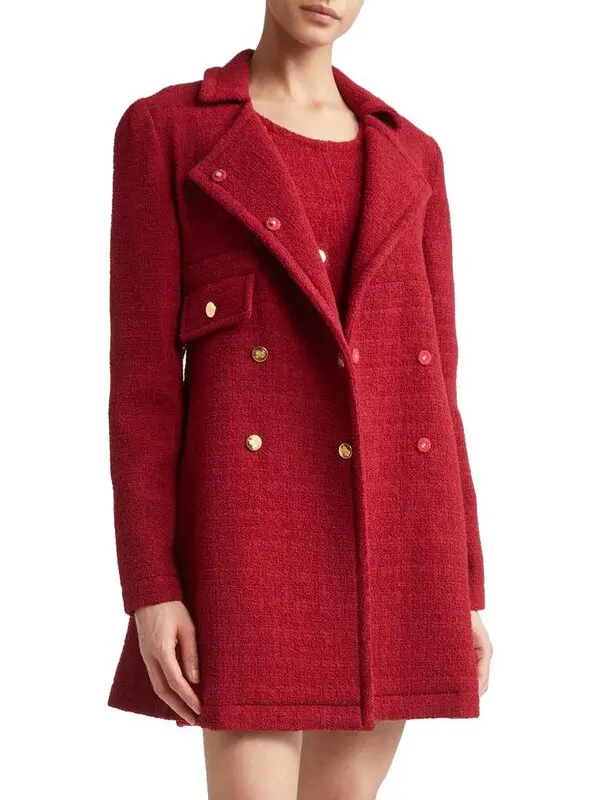 Giambattista Valli Double-breasted Wool Blend Bouclé Jacket - Titan Red
