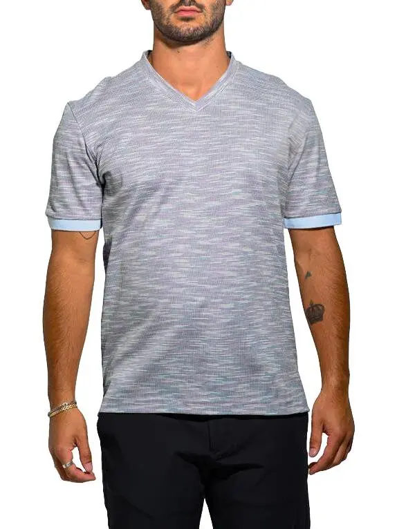 MACEOO Vivaldi Mirage V-neck Cotton T-shirt - Blue