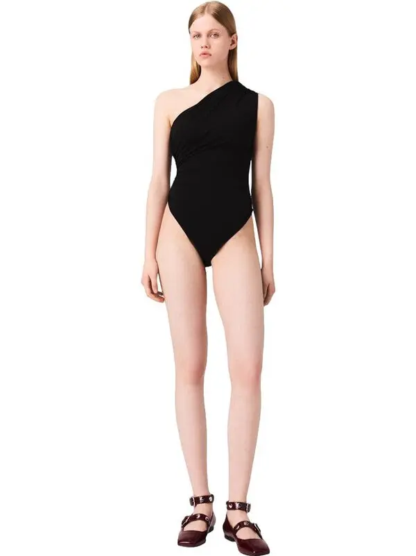Maje Asymmetric Bodysuit - Black