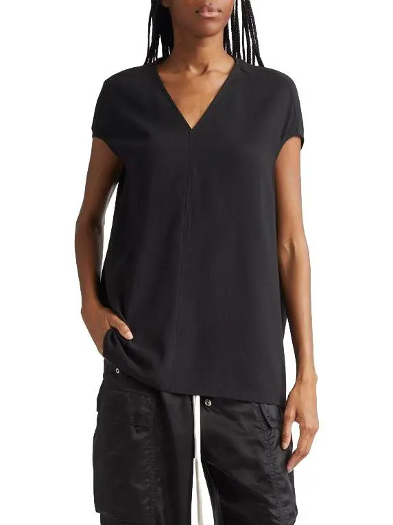 Rick Owens Floating Washed Charmeuse Top - Black