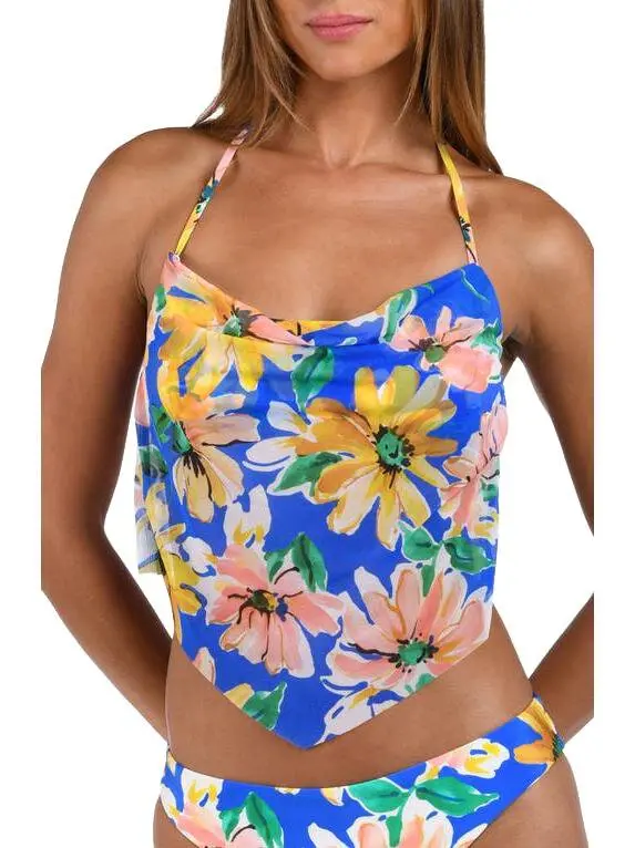 SUNSHINE 79 Sunflower Cowl Neck Tankini - Blue Multi