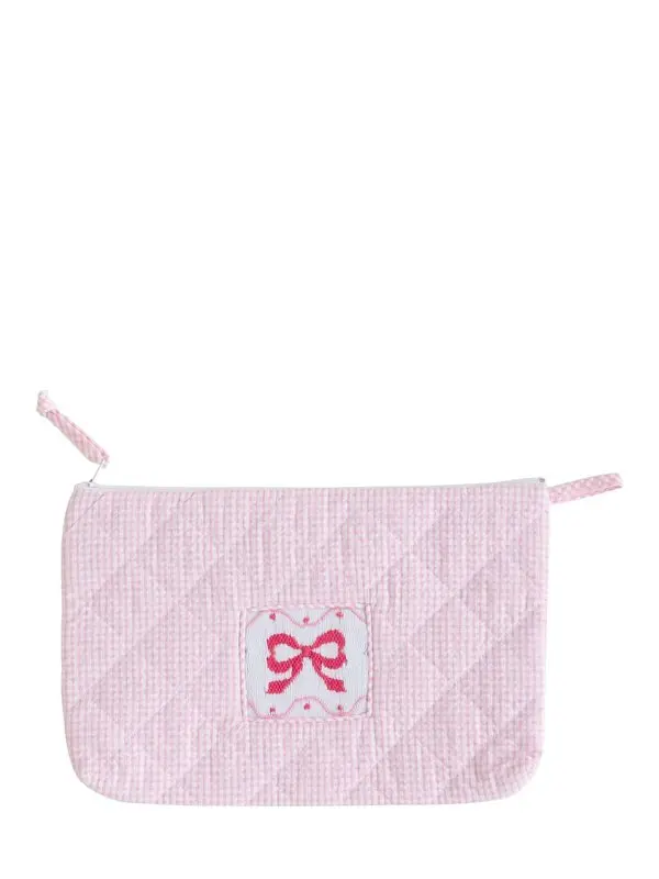 LITTLE ENGLISH Quilted Cosmetic Bag - Pink Bow