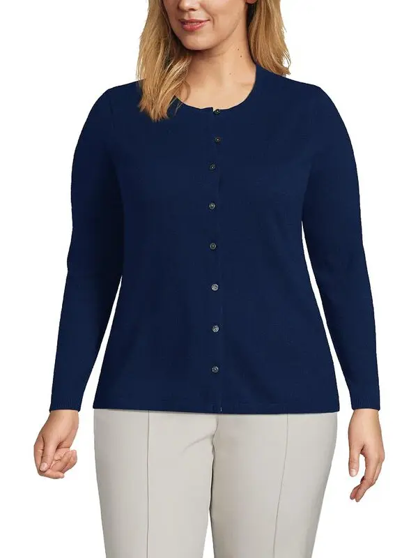 LANDS' END Cashmere Cardigan Sweater - Deep Sea Navy