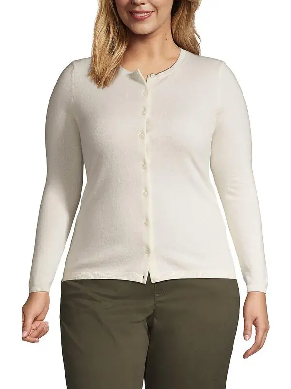 LANDS' END Cashmere Cardigan Sweater - Fresh Ivory