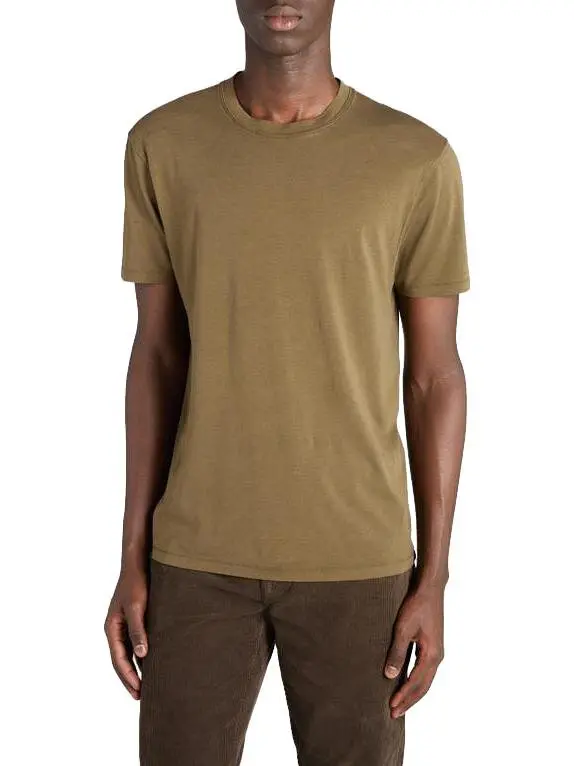 TOM FORD Short Sleeve Lyocell & Cotton Crewneck T-shirt - Dark Military