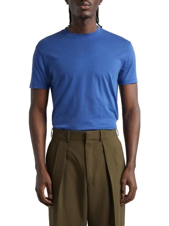 TOM FORD Short Sleeve Lyocell & Cotton Crewneck T-shirt - Prussian Blue
