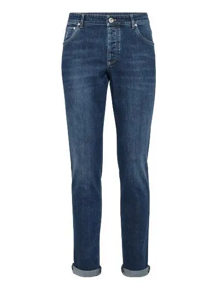 Brunello Cucinelli Slim Fit Five-pocket Trousers - Dark Denim