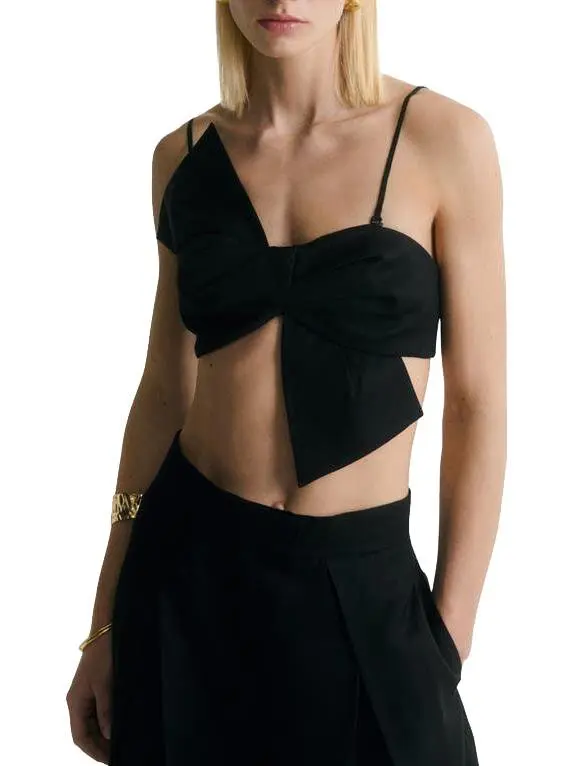 Mango Bow Crop Top - Black