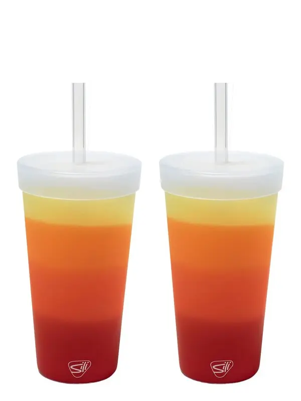SILIPINT 22-ounce Silicone Straw Tumbler, Set Of 2 - Multicolored