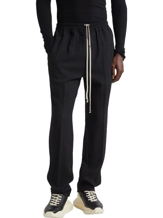 Rick Owens Wool Straight-leg Drawstring Pants - Black