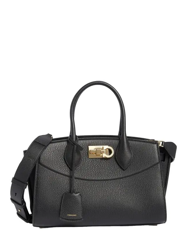 FERRAGAMO Small The Studio Soft Leather Top Handle Bag - Nero