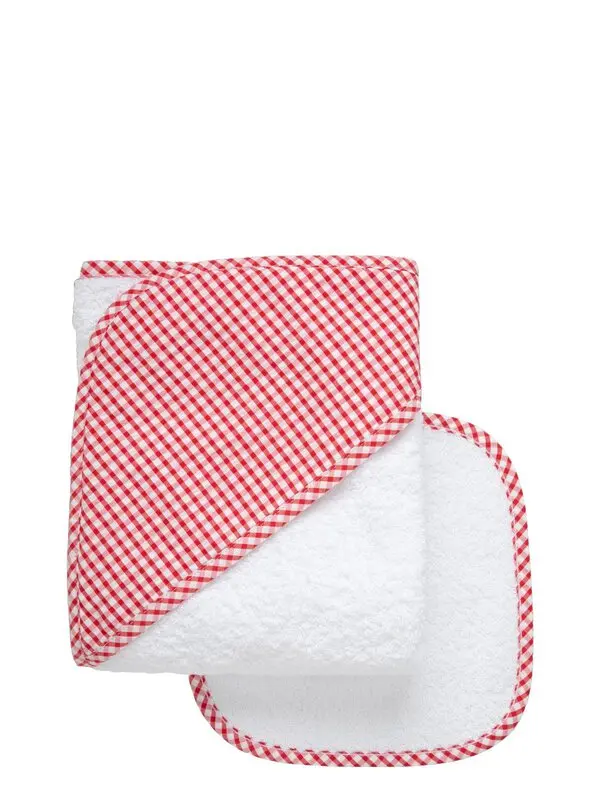 3 MARTHAS Hooded Towel And Washcloth Set - Red
