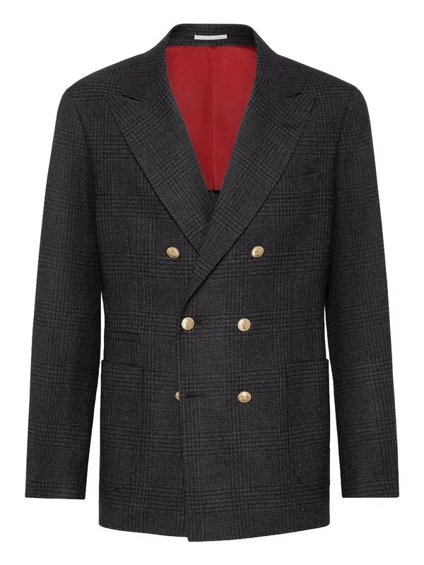 Brunello Cucinelli Prince Of Wales Deconstructed Blazer - Anthracite