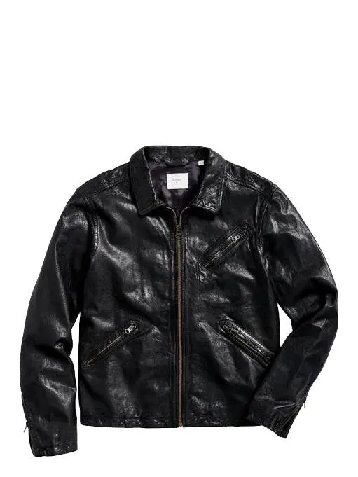 Billy Reid Blake Tumbled Lambskin Leather Jacket - Black