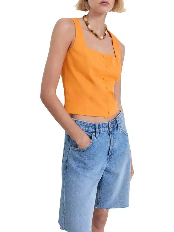 Mango Square Neck Fitted Vest - Orange