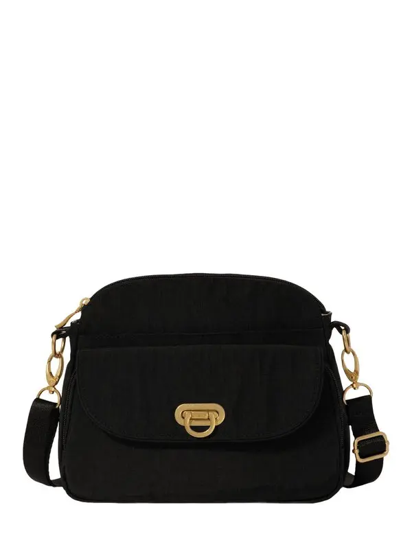 BAGGALLINI Coastal Flip Lock Crossbody Bag - Black With Gold Hardware