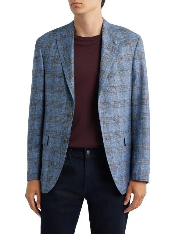 JACK VICTOR Midland Plaid Wool-blend Sport Coat - Light Blue
