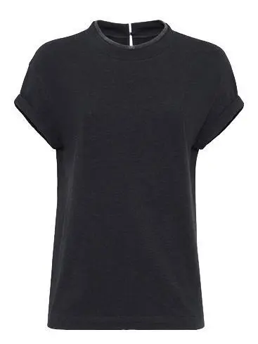 Brunello Cucinelli T-shirt With Monili Decoration - Anthracite