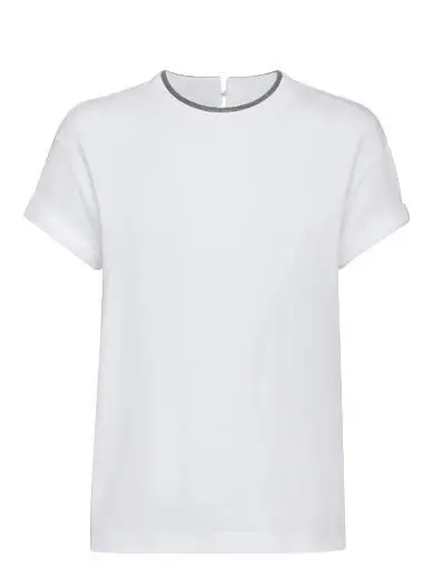 Brunello Cucinelli T-shirt With Monili Decoration - White