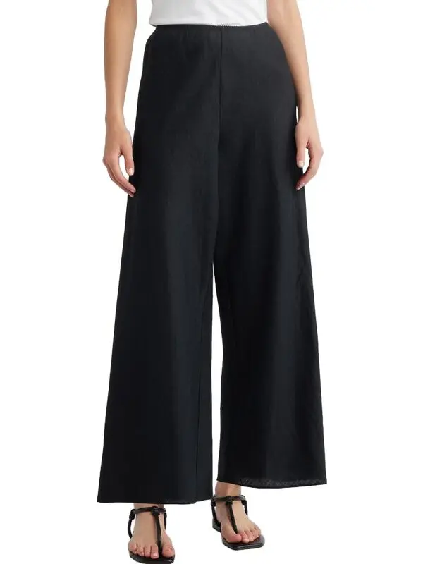 DÔEN Lavon Wide Leg Linen Pants - Black