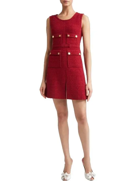 Giambattista Valli Sleeveless Bouclé Mini Dress - Titan Red