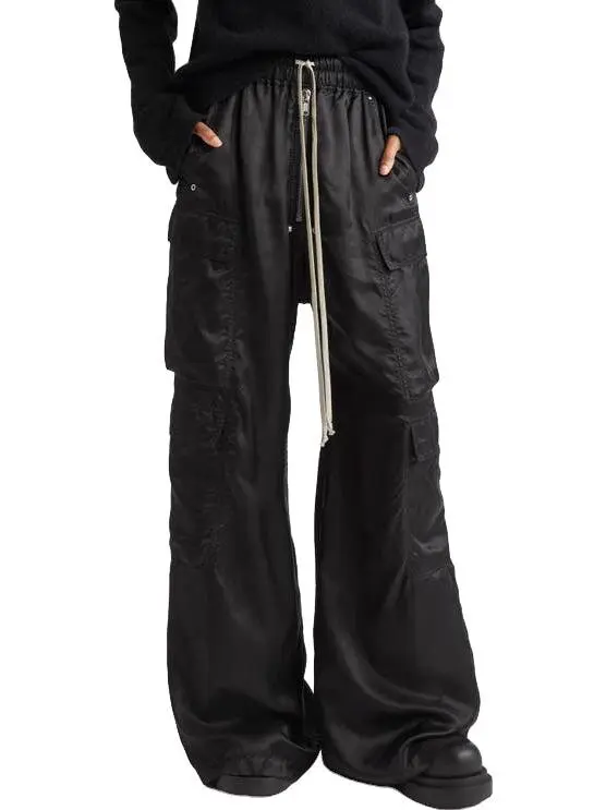 Rick Owens Cargobelas Satin Cargo Pants - Black