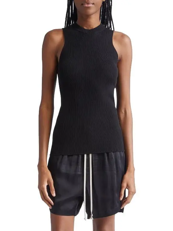 Rick Owens Maglia Wool Rib Tank - Black