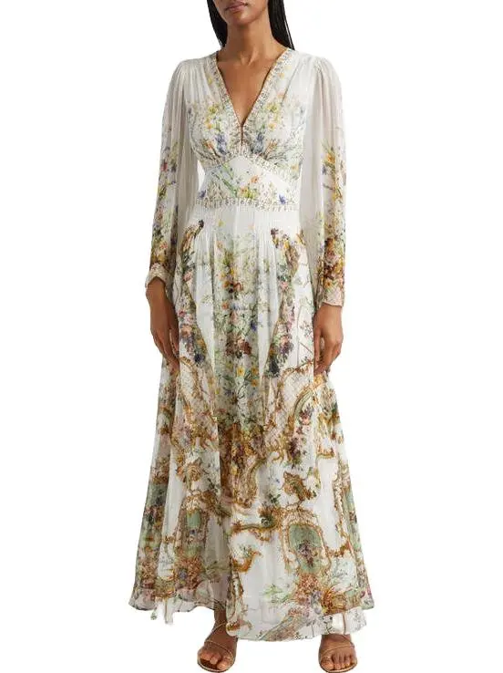 Camilla Long Sleeve Silk Chiffon Maxi Dress - Dressing Room Drama