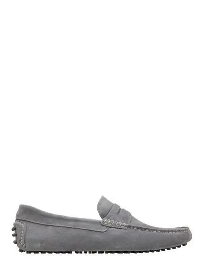 Jack Erwin Parker Suede Driving Loafer - Light Gray Suede