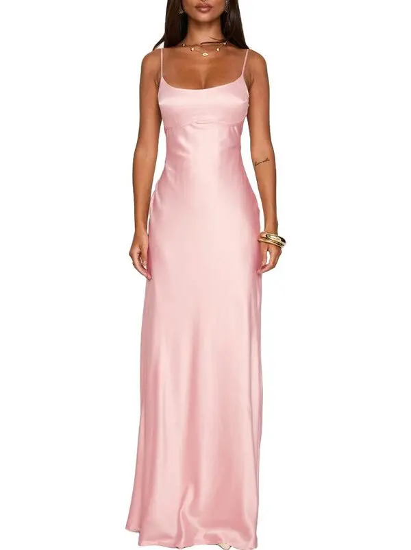 Princess Polly Ravia Satin Maxi Slipdress - Pink